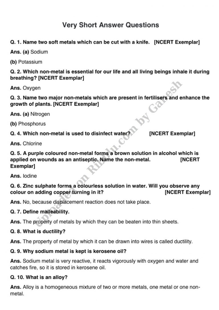Extra Questions for Class 8 Science with Answers