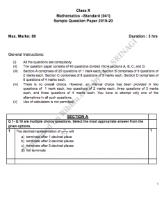 Download CBSE Class 10 Maths Sample Papers for 2022 Exam