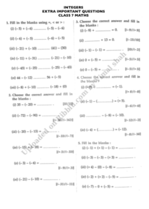 Extra Questions for Class 7 Maths with Answers Chapter Wise